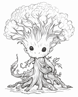 Printable Dryads Coloring Pages - Enchanted Tree Spirits Coloring Sheets